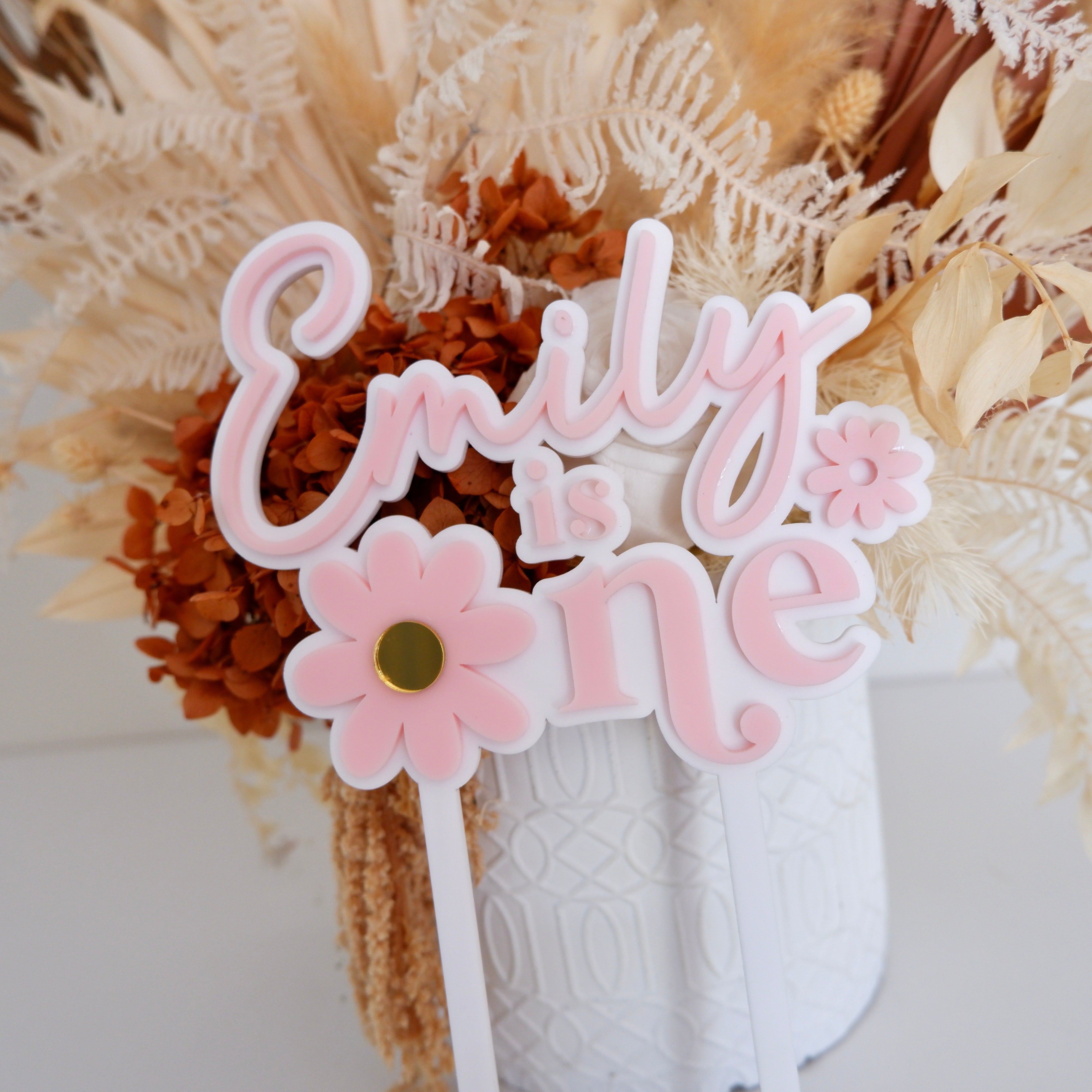 Custom White Daisy One Cake Topper | Our Little Deer