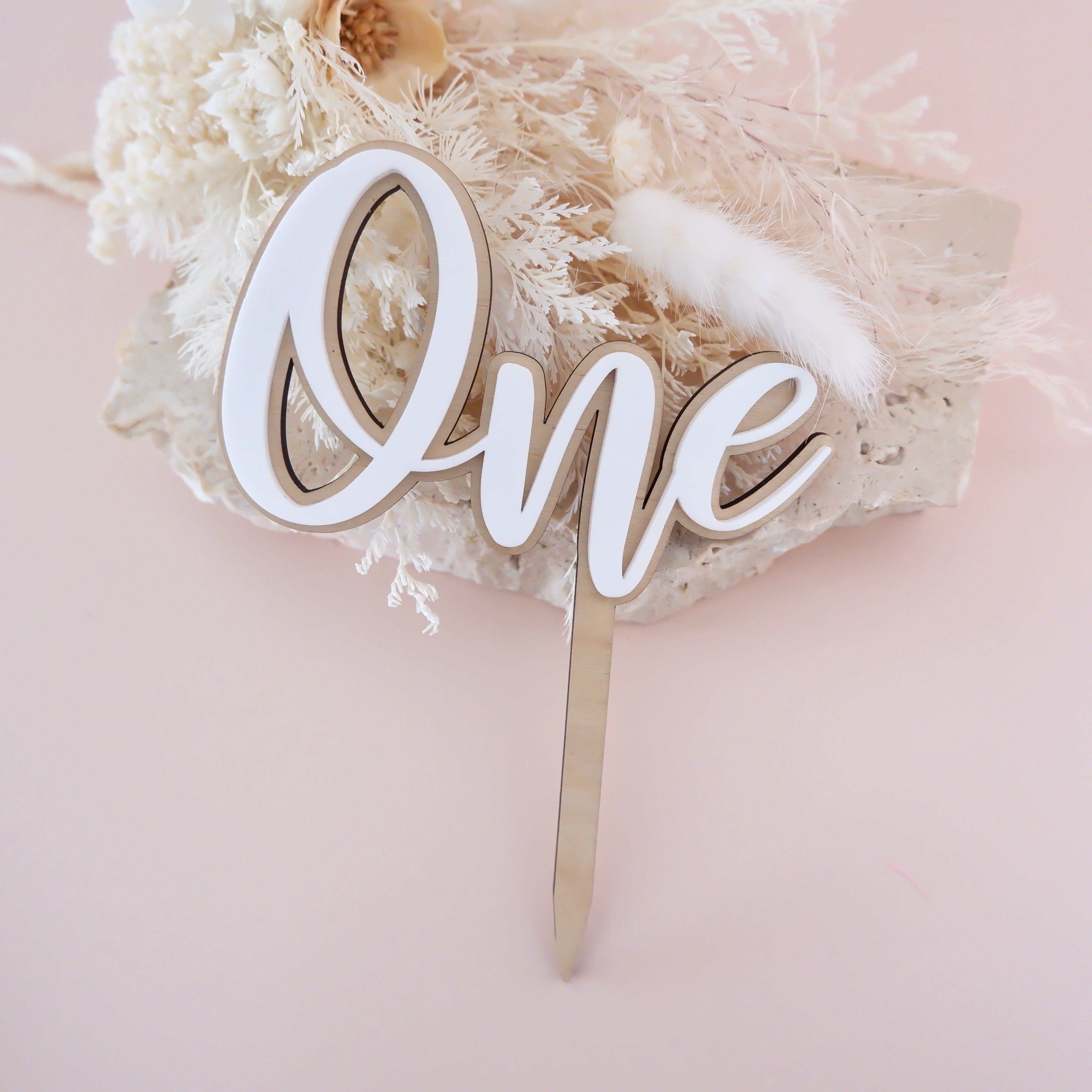 Wood White One Cake Topper – Our Little Deer