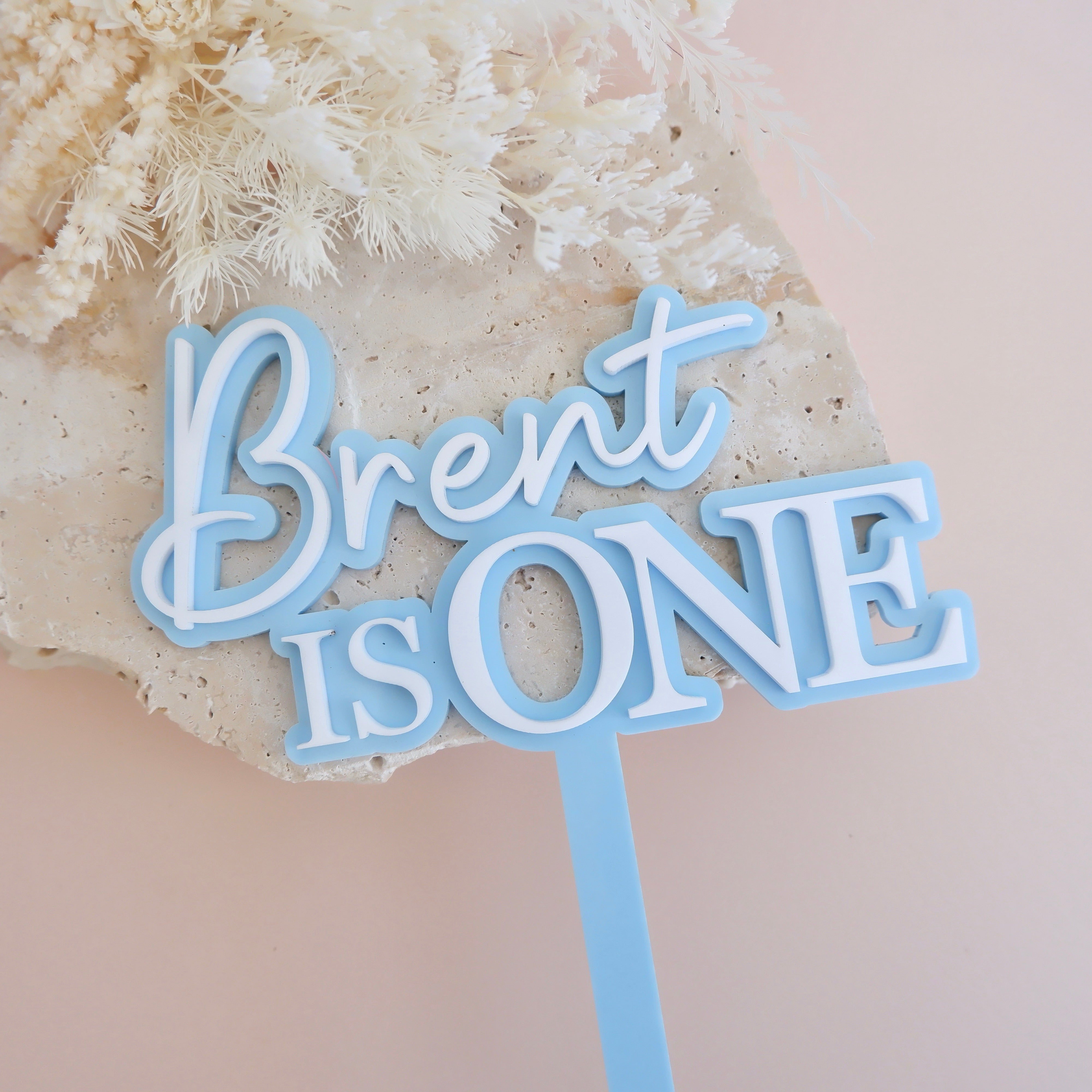 Custom Blue White One Cake Topper | Our Little Deer